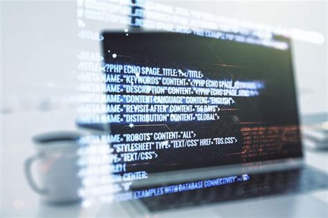 Premium Photo Multi Exposure Of Abstract Graphic Coding Sketch On