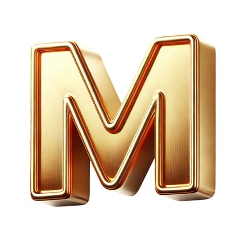 The Letter M In The Form Of A Shiny And Elegant Gold 3d Artwork