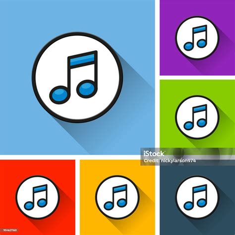 긴 그림자와 음악 아이콘 0명에 대한 스톡 벡터 아트 및 기타 이미지 0명 Eighth Note 그림자 Istock