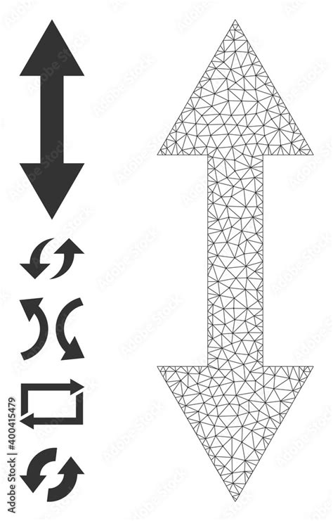 Mesh Web Vertical Flip Icon With Simple Carcass Created From Vertical