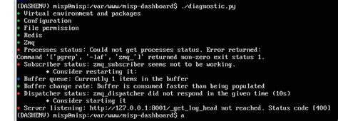 No ZMQ Green Icon On MISP Dashboard And Run Diagnostic Py Server Listening Is Red Issue
