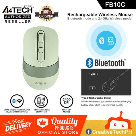 A4tech Fb10c Rechargeable Dual Mode Usb Wireless And Bluetooth Mouse