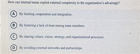 Solved How Can Intemal Teams Exploit External Complexity To Chegg