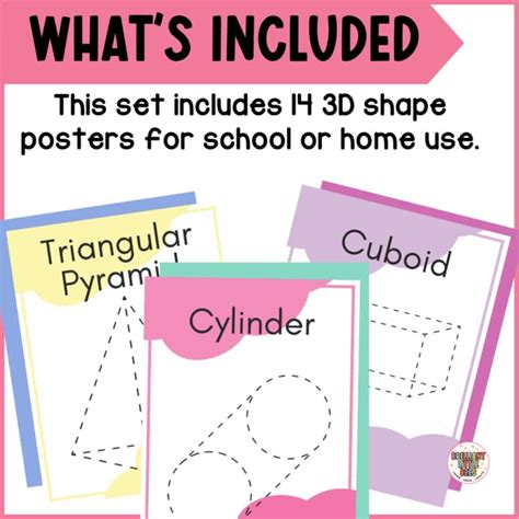 3d Shapes Posters Geometry Classroom Decor Math Wall Prints For