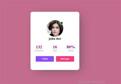 Pure Css User Profile Card Template Card Template Cards User Profile