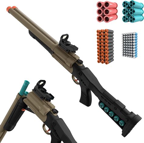 Jp ダブルバレル ショットガン おもちゃ 射出シェル ソフト弾丸ダーツ90個付き おもちゃ フォームブラスター