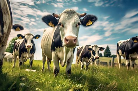 Premium Ai Image Cows In The Pasture Ai Technology Generated Image