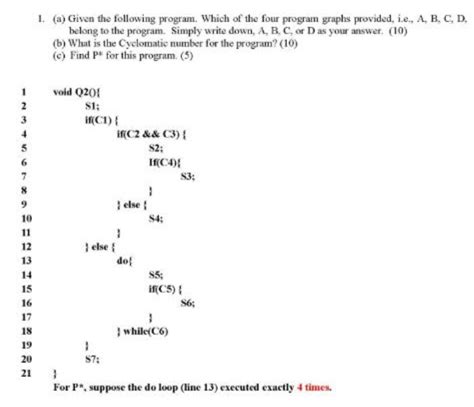 A Given The Following Program Which Of The Four Chegg