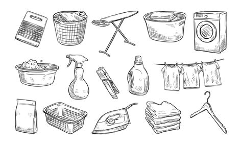 Laundry Clothes Handdrawn Collection 55900876 Vector Art At Vecteezy