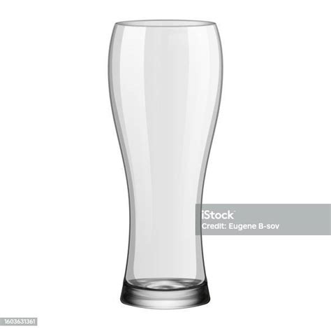 Realistic Empty Beer Glass Isolated On White Background Stock