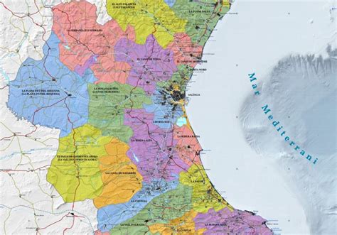 El Mapa De Las Comarcas De Valencia Y Todos Sus Pueblos Y Ciudades