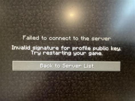 Failed To Connect To The Server Invalid Signature For Profile Public