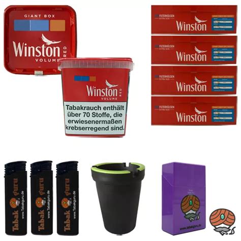 WINSTON RED ROT VOLUMENTABAK Giant Box 2x 195g 1000 Extra Hülsen Box