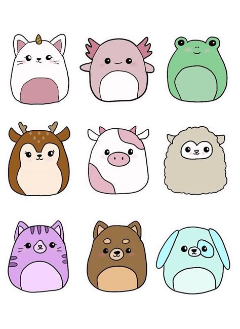 9 Squishmallow Stickers Doodles Bonitos Desenhos Fofos E Faceis Rabiscos Simples