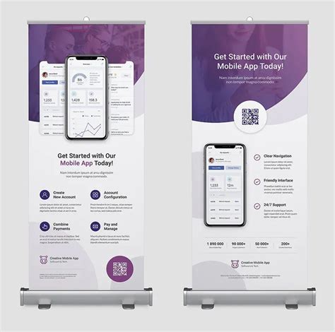 Creative App Roll Up Banner Template Psd