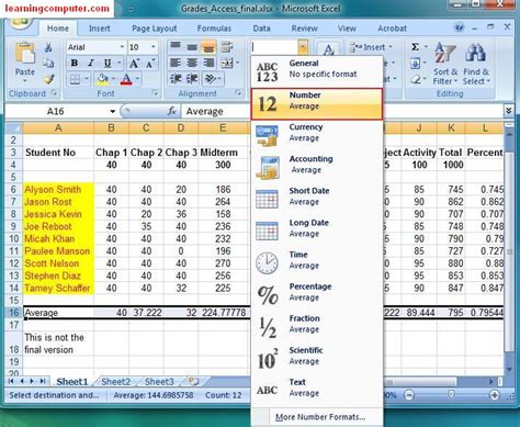 Microsoft Excelhome Tab