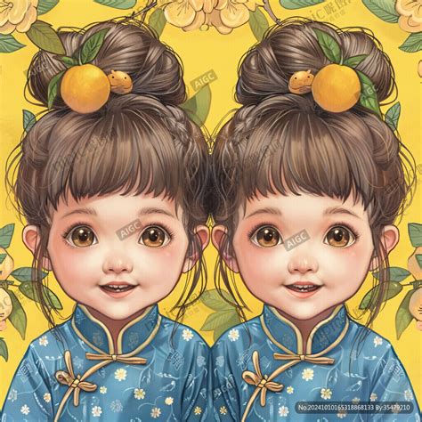 Ai创作图柿子美女插画 双胞胎姑娘 卡通民国女孩 卡通女孩橘子背景 国潮黄桃插画 民国女孩插画 卡通q版民国女孩 柿子插画人物 采柑果女孩插画 黄色旗袍插画 黄桃农家女孩 手绘国潮枇杷包装插画