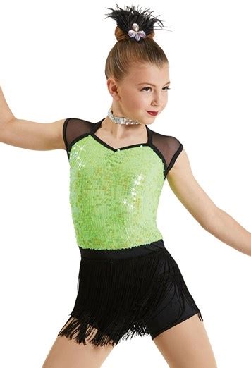 Ic Preloved Solo Weissman Lime And Black Sequin Fringe Costume No