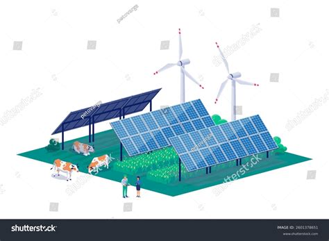 Agriculture Farm Using Renewable Agrivoltaic Solar Stock Vector