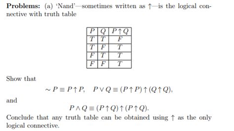 Solved Problems A Nand Sometimes Written As Is The Chegg
