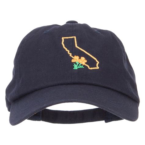 California Poppy With Map Embroidered Unstructured Washed Cap City