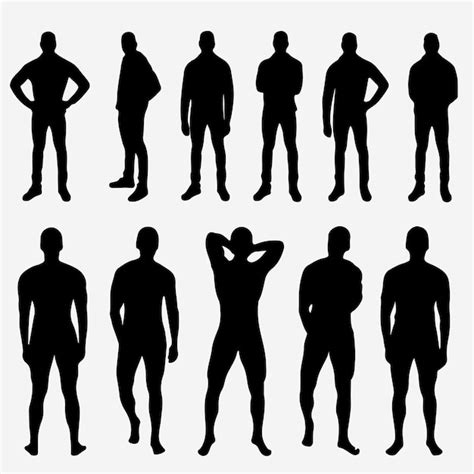 남자 실루엣의 그룹 프리미엄 벡터
