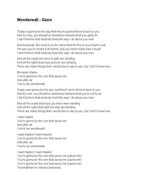 Wonderwall Oasis Pdf