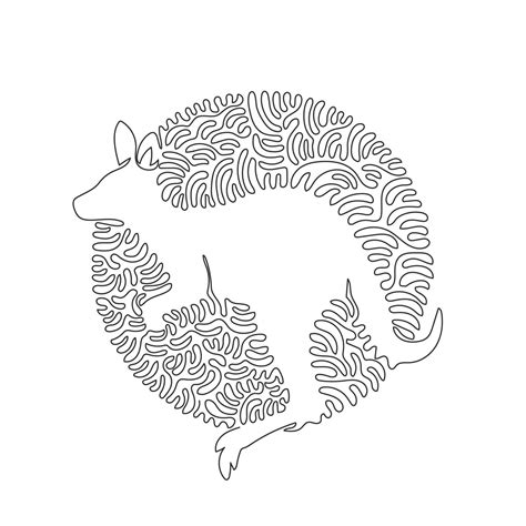 Continuous Curve One Line Drawing Of Standing Kangaroo Abstract Art In Circle Single Line