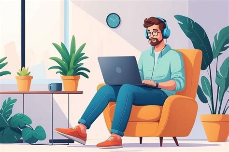 Premium Photo Remote Freelance Work Conceptman Freelancer Wearing