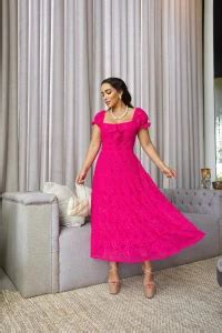 Vestido Renda Tulipa Kibella Moda Evangélica