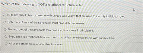 Solved Which Of The Following Is Not A Relational Structural