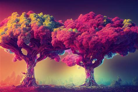 Premium Photo Fairy Tree In Fog Old Magical Tree With Big Branches