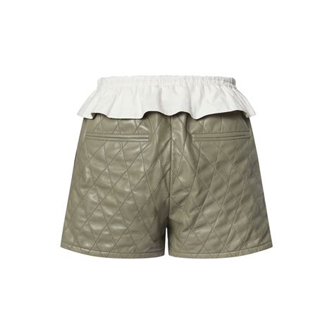 Color Blocked Malletage Leather Mini Shorts Women Ready To Wear