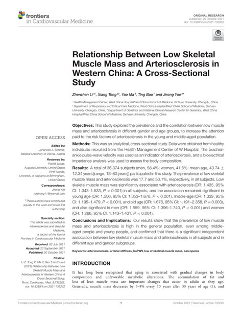 Pdf Relationship Between Low Skeletal Muscle Mass And