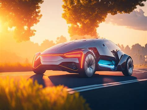 Premium Ai Image Electric Vehicle Prototype On The Road Brige Ai