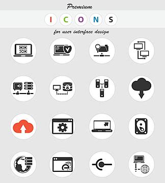 Server Icon Set Data Cloud Computing Raid Vector Data Cloud Computing