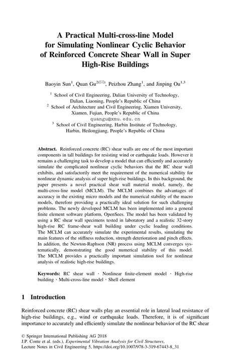 Pdf A Practical Multi Cross Line Model For Simulating Nonlinear Cyclic Behavior Of Reinforced