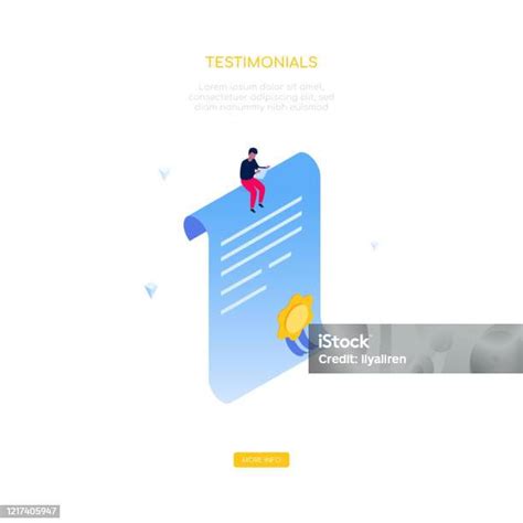 Konsep Testimonial Spanduk Web Vektor Isometrik Modern Ilustrasi Stok