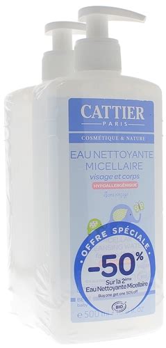 Eau nettoyante micellaire bio Cattier eau nettoyante bébé visage et corps