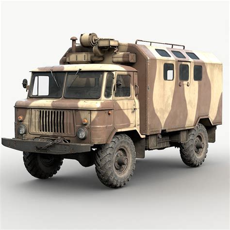 Gaz 66 Truck Flatbed And Kung 3d 모델 다운로드 육군 트럭 On