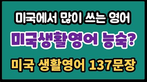 틀어만 놓으세요귀와 입에 착붙는 미국생활영어 137문장 추가 정리 Youtube