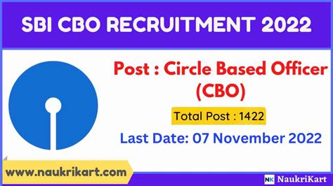 SBI CBO Recruitment 2022 Apply For 1422 Posts Of Circle Based Officer