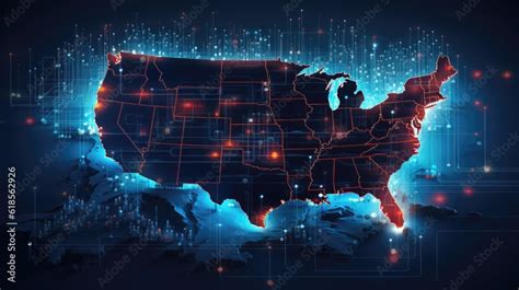 Usa Map Digital Concept Generative Ai Stock Illustration Adobe Stock