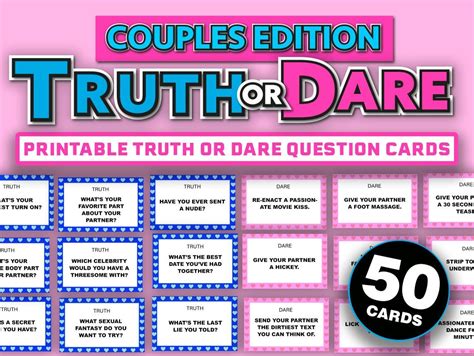 Couples Truth or Dare Question Cards Game for Couples - Etsy UK | Truth or dare questions, Dare ...