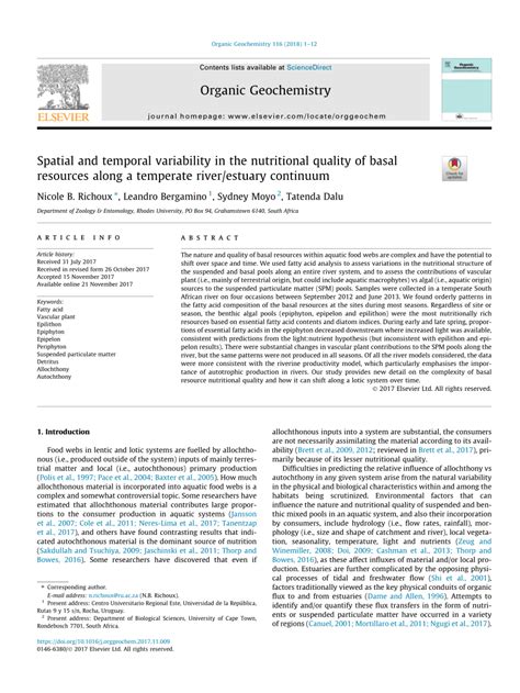 Pdf Spatial And Temporal Variability In The Nutritional Quality Of