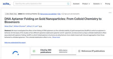 dna aptamer folding on gold nanoparticles from colloid chemistry to biosensors [scite report]