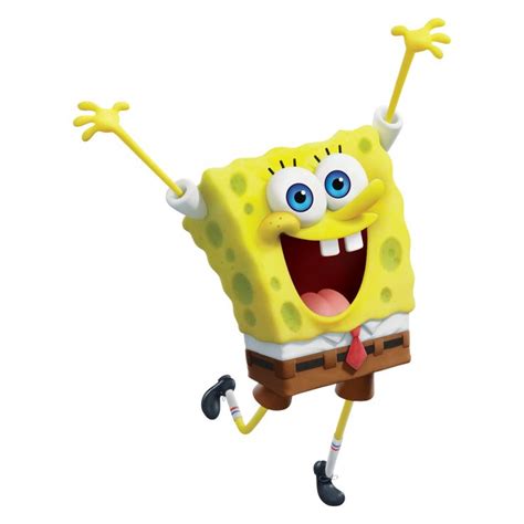 An Animated Spongebob Character Is Jumping In The Air With His Arms And Legs Spread Out