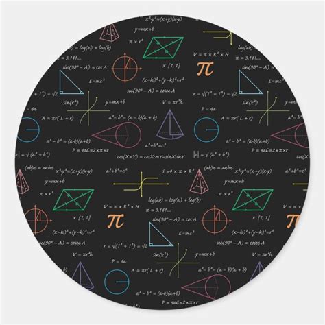Colorful Mathematics Equations Math Formulas Classic Round Sticker