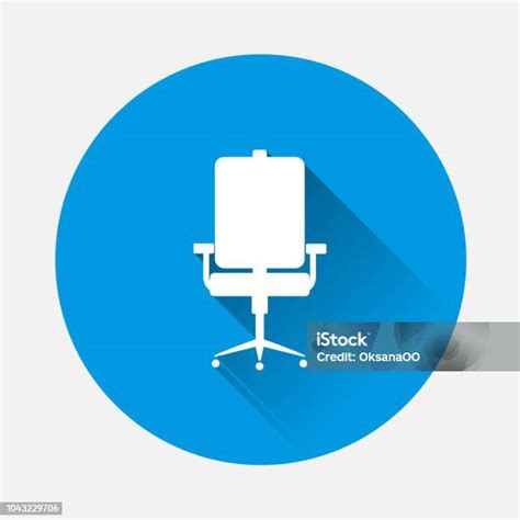 파란색 배경 벡터 아이콘 사무실의 자 그림입니다 긴 그림자와 평면 이미지 사무실의 자입니다 레이어 그룹화 쉽게 편집 그림에 대 한 당신의 디자인에 대 한 0명에 대한 스톡