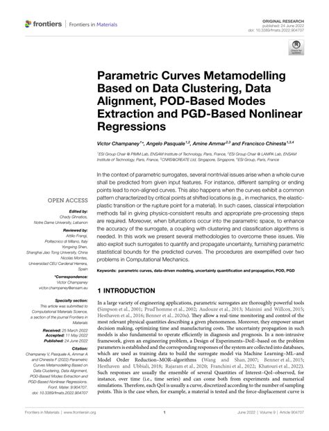 pdf parametric curves metamodelling based on data clustering data alignment pod based modes